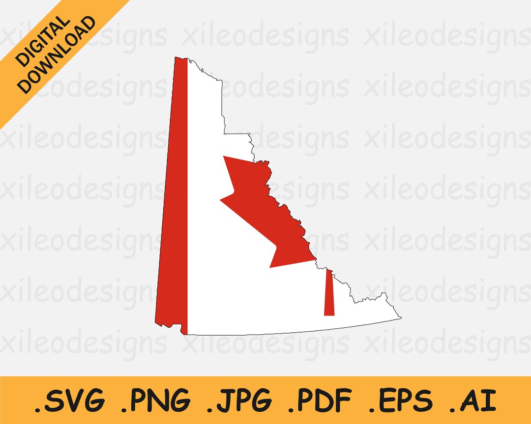 Yukon Map Canada Flag SVG - Canadian Territory Banner Shape Border ...