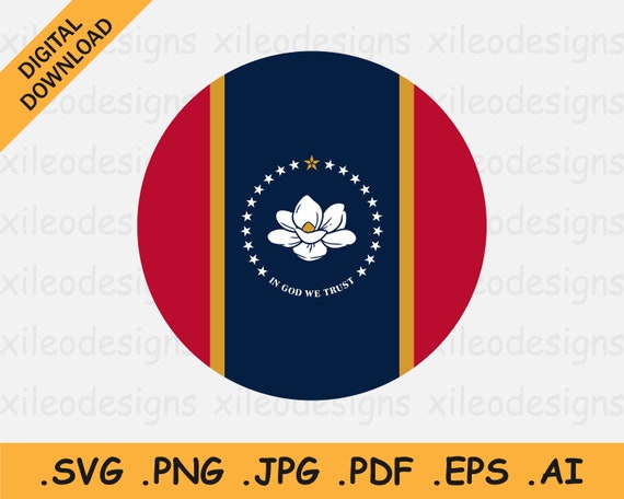 Mississippi Round Flag SVG MS USA Circular Circle State - Etsy