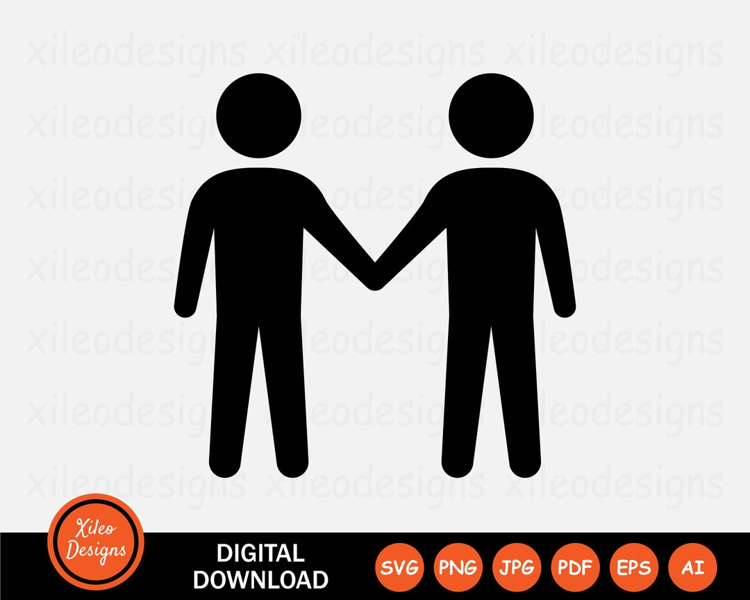 Stick Figure Hold Hand Icon SVG Gay Couple Two LGBTQ Digital Download ...