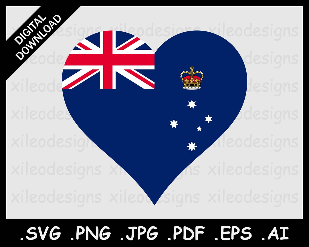 Victoria Australia Heart Flag SVG, Vic Victorian Australian State Love ...