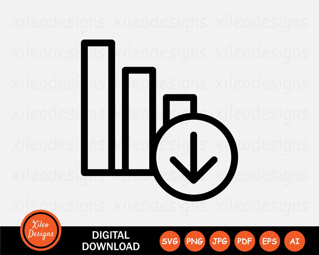 Bar Chart Down Arrow Business Loss Depreciate Downward Trend Icon ...