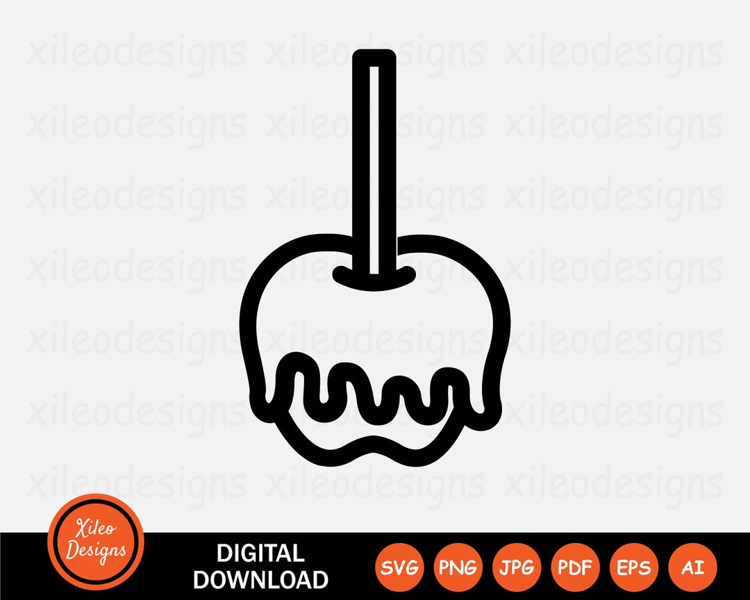 Candy Apple Icon SVG Caramel Fall Dessert Halloween Dip Graphic Vector ...