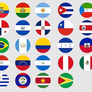 Latin America Country Round Flags SVG Bundle Set, Countries Circle Flag ...