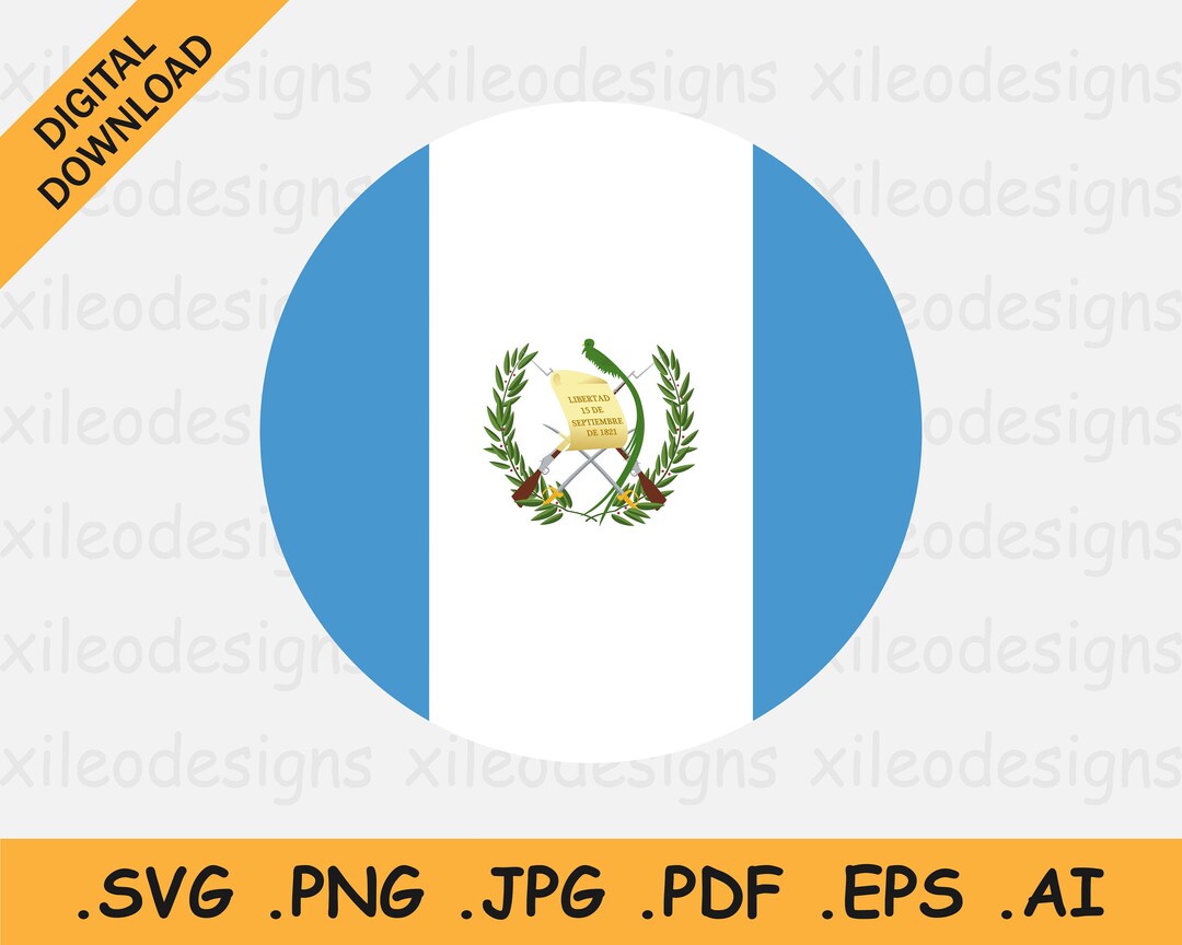 Guatemala Round Flag SVG - Guatemalan Circular Banner, Country National ...