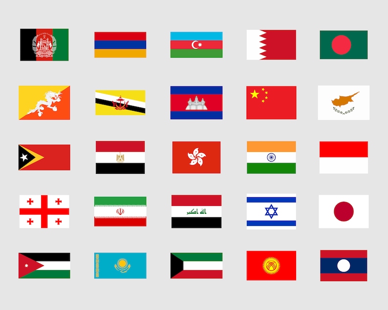 Asia Country Flags SVG Bundle Set Asian Countries Flag SVG - Etsy
