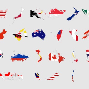 APEC Flag Map SVG, Member Countries Set, Asia Country Nation National ...