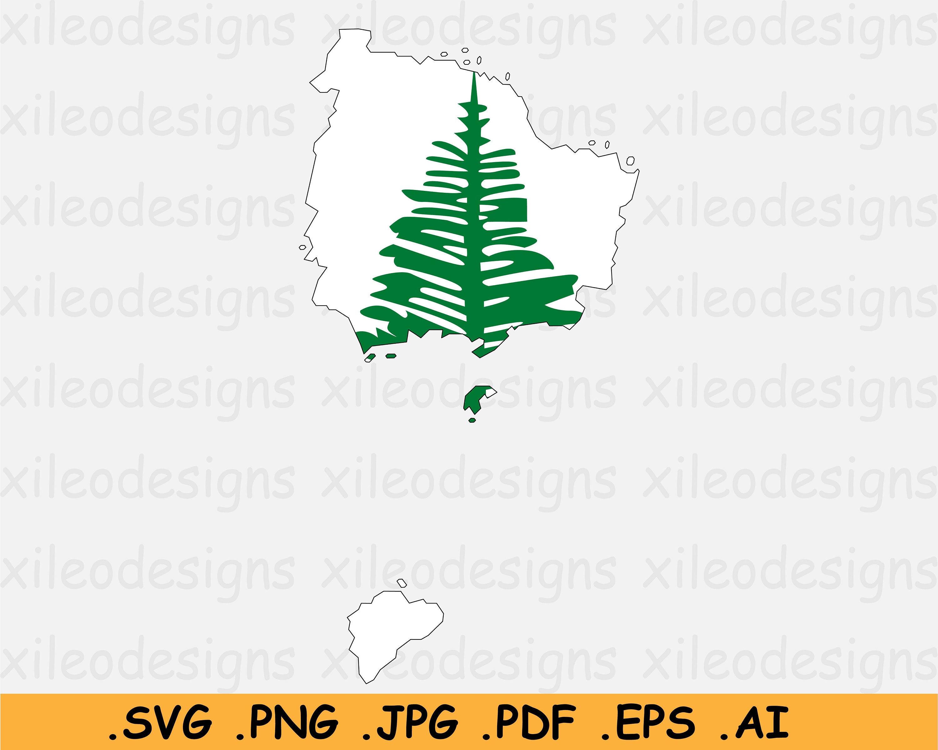 Norfolk Island Map Flag SVG Australian External Territory - Etsy Singapore