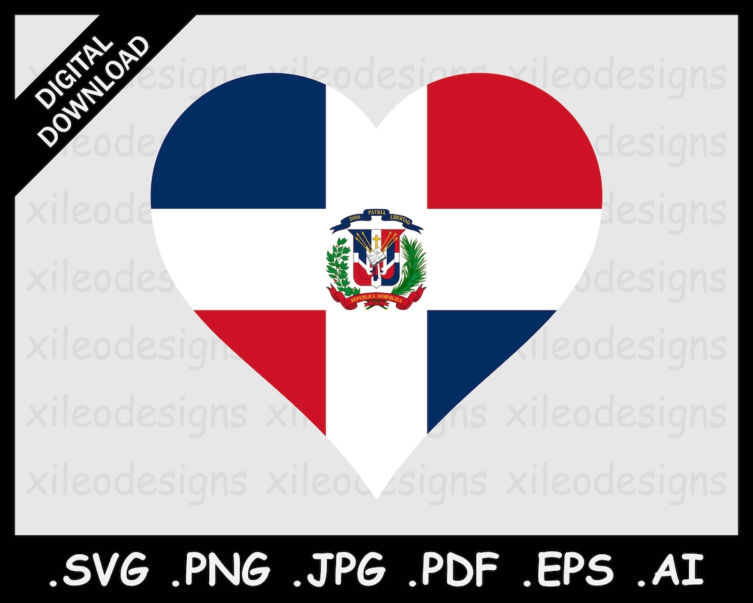 Dominican Republic Heart Flag SVG, Love Banner National Nation Country ...