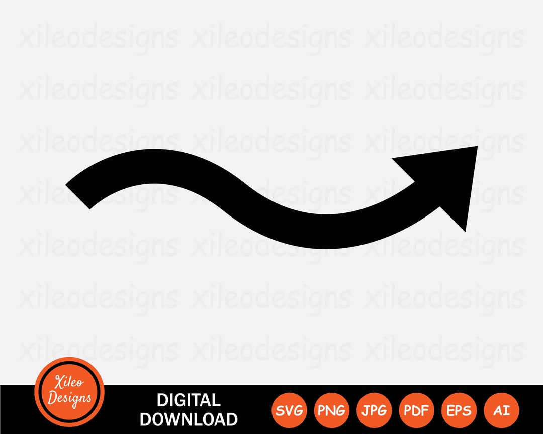 Wave Arrow Right up Icon SVG Curve Pointer Bend Route Png Jpg Eps Ai ...