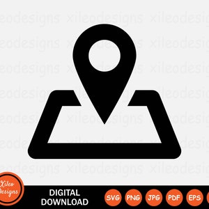 Location Map Icon SVG Locale Pin Position GPS Marker Digital Download ...