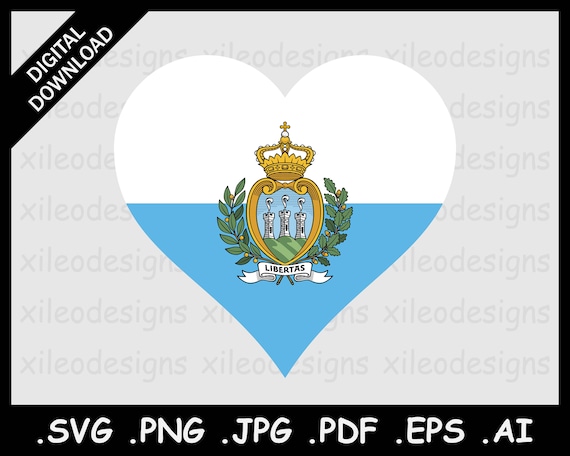 San Marino Heart Flag SVG Sammarinese Love Shape Country | Etsy