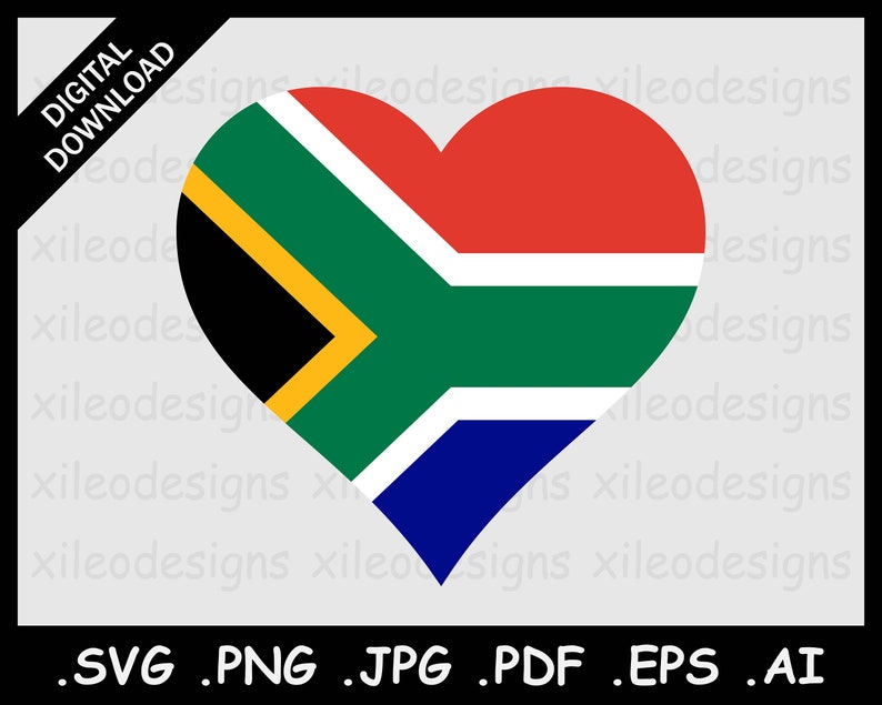 South Africa Heart Flag SVG Love Shape Country National Flag | Etsy