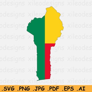 Benin Map Flag SVG - Map of Benin Africa, Beninese National Flag, Benin ...