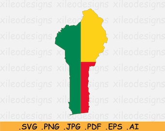 Beninese Map Svg - Etsy