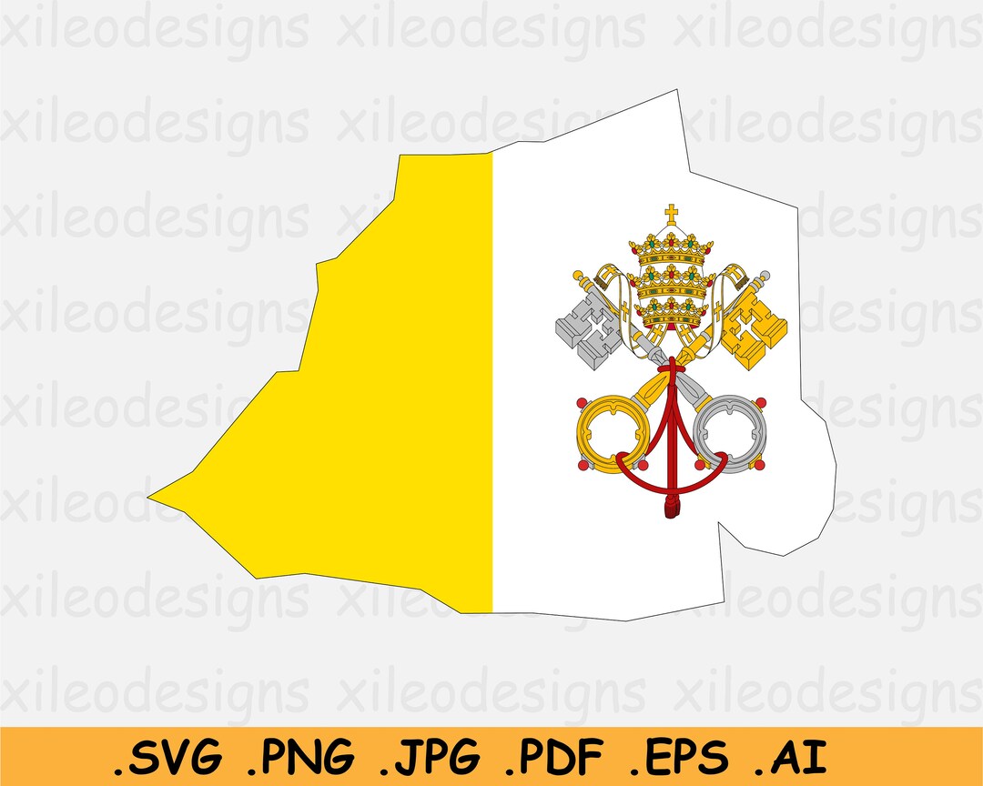 Vatican City Flag Map SVG Cricut Cut File, Holy See Country Nation ...