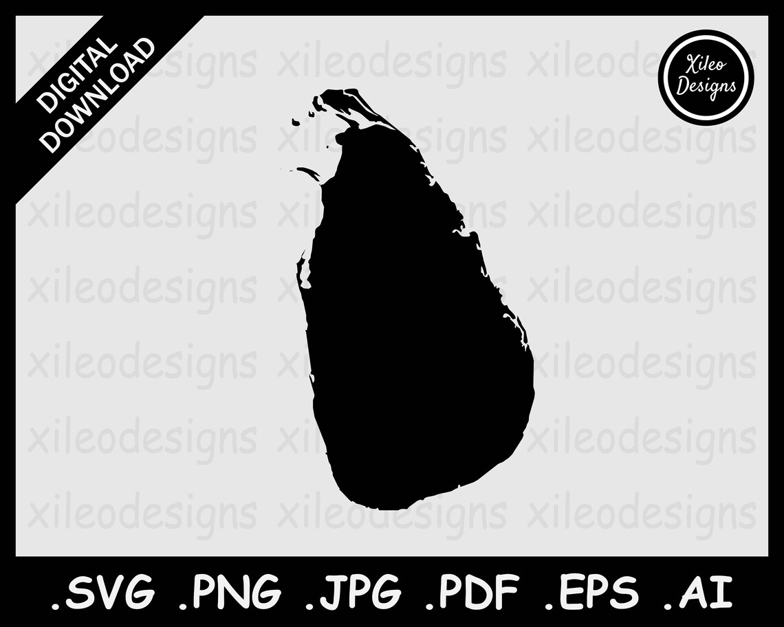 Sri Lanka Map SVG Sri Lankan National Country Boundary - Etsy