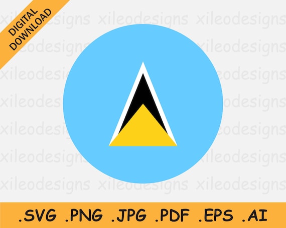 St. Lucia Round Flag SVG St. Lucian Circle Icon National - Etsy