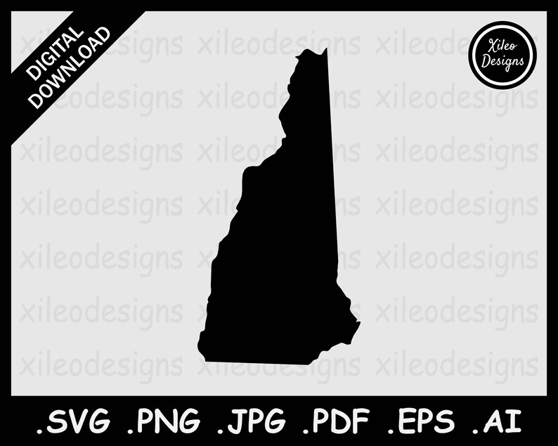 New Hampshire Map SVG, NH USA State Boundary Border, New Hampshirite ...