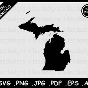 Michigan Map SVG, MI USA State Boundary Border, Michigander United ...