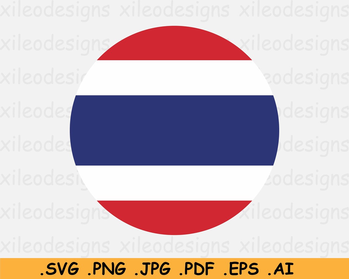 Thailand Round Flag SVG Siam Thai Circle Banner National | Etsy