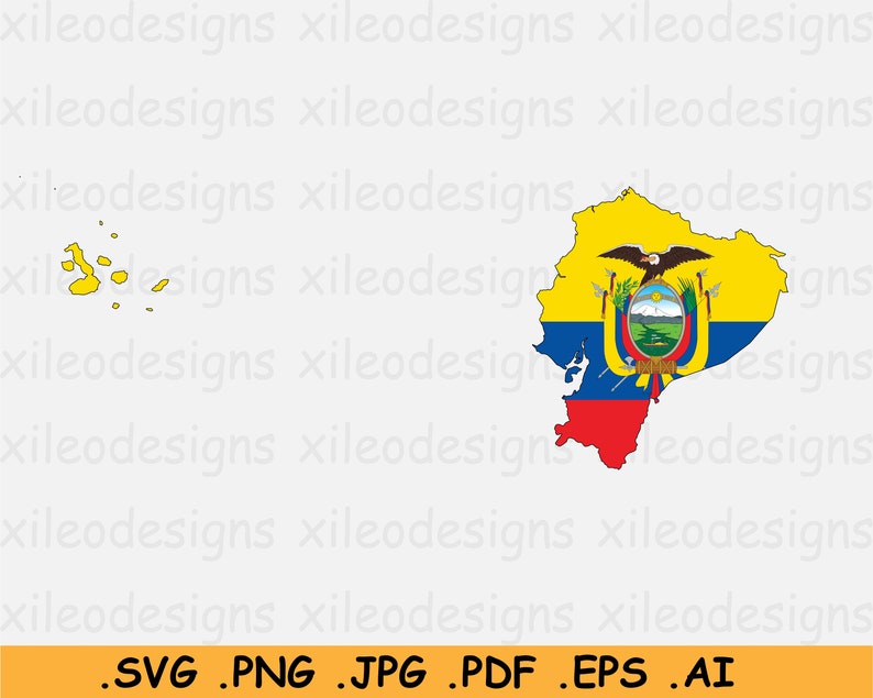 Ecuador Flag Map SVG Ecuadorian National Map Flag Country | Etsy