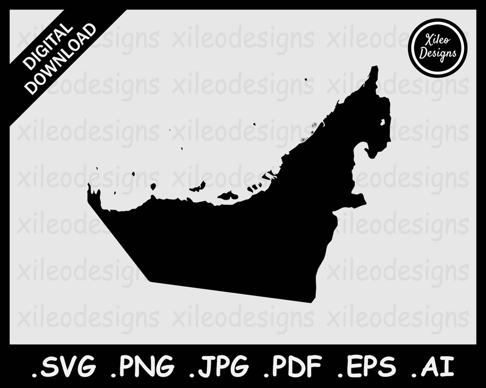 United Arab Emirates Map SVG UAE National Country Boundary - Etsy