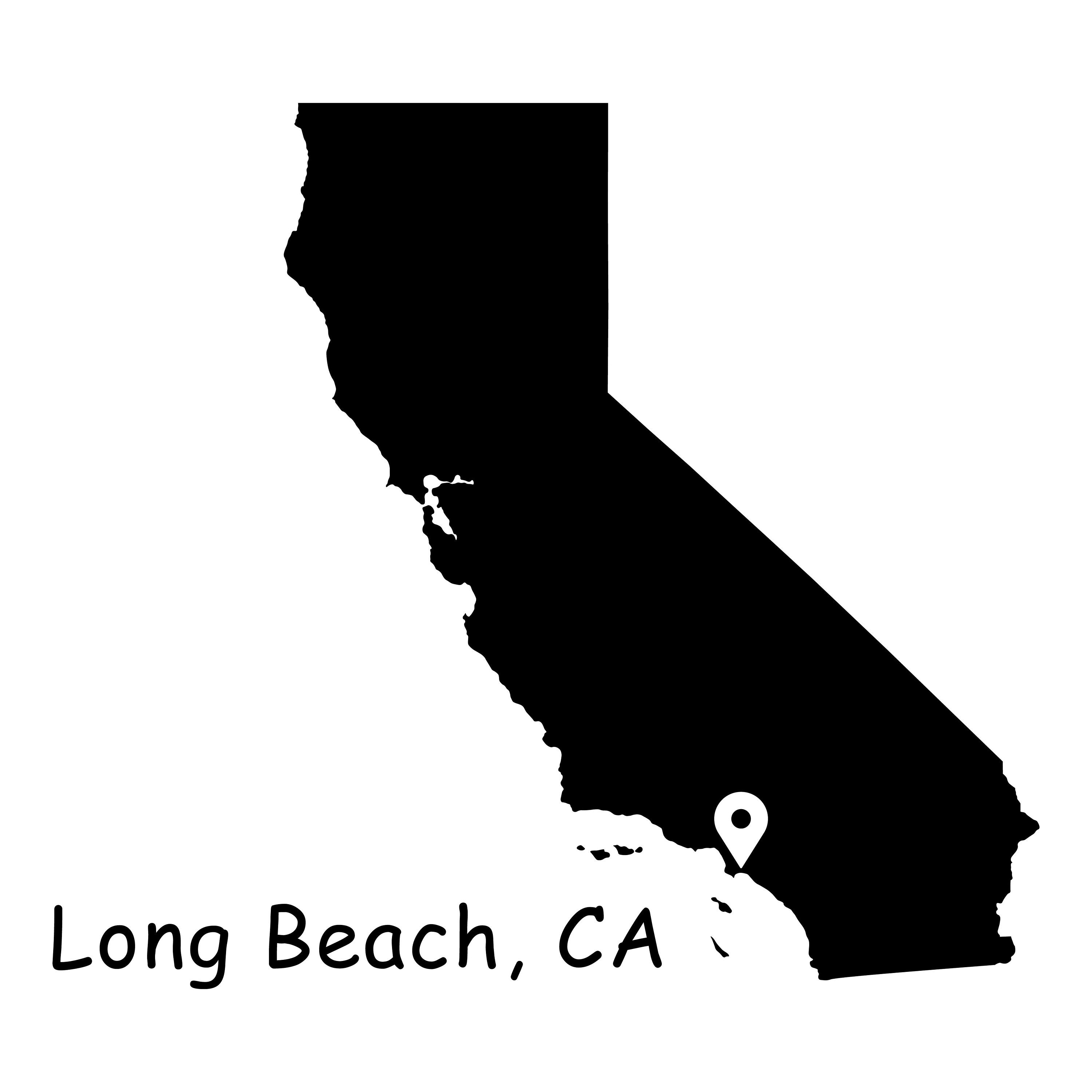 Long Beach California State Map, Long Beach City CA California USA Map ...
