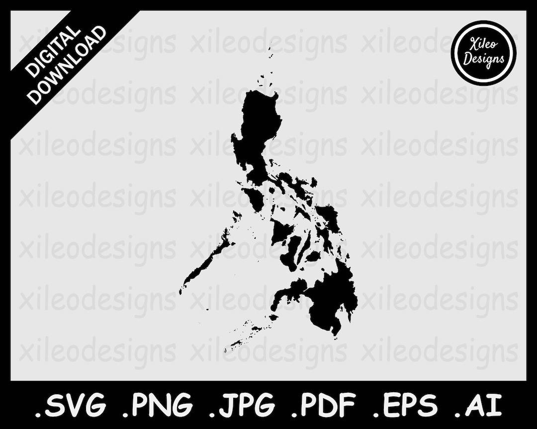 Philippines Map SVG, Filipino Country National Border Boundary, Black ...