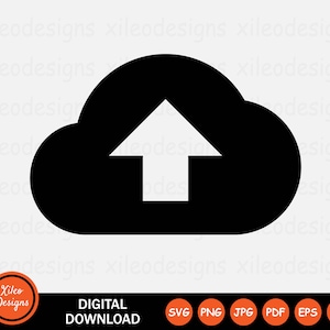Upload Cloud Icon SVG up Load Server Data Storage Share Digital Download Vector Sign Symbol ...