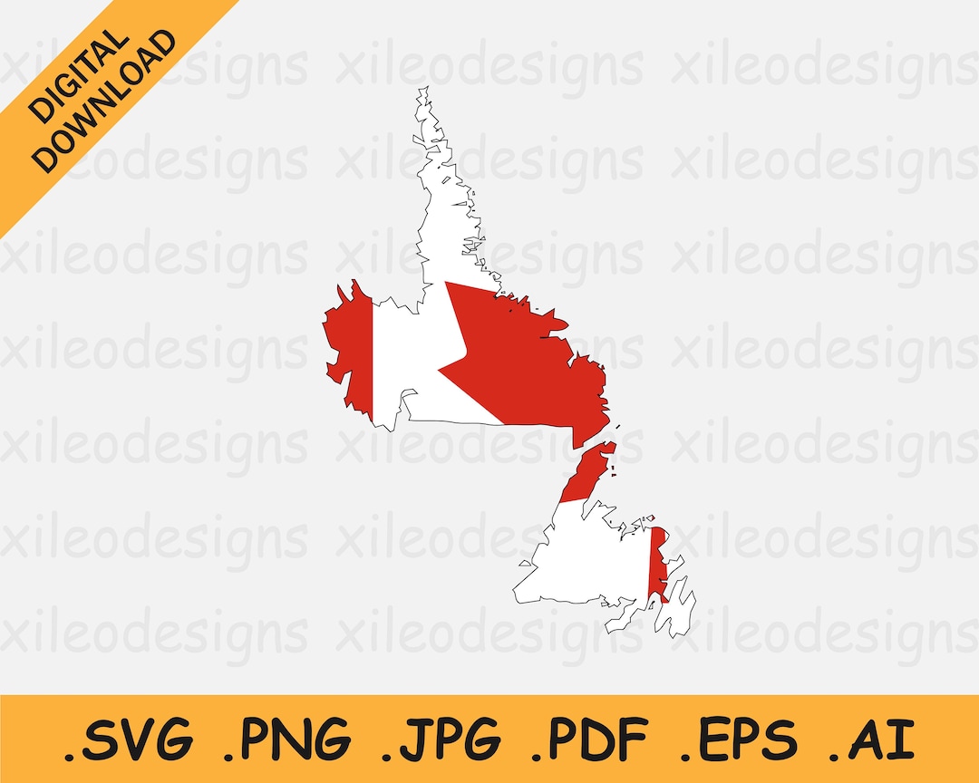 Newfoundland and Labrador Map Canada Flag SVG, Canadian Province Banner ...