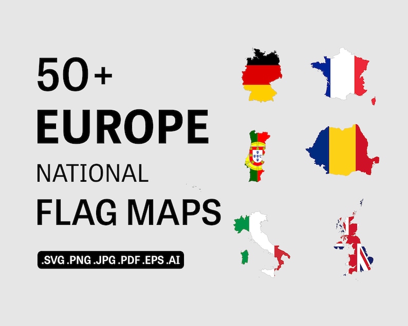 Europe Countries Flag Maps SVG Set European Country Nation - Etsy
