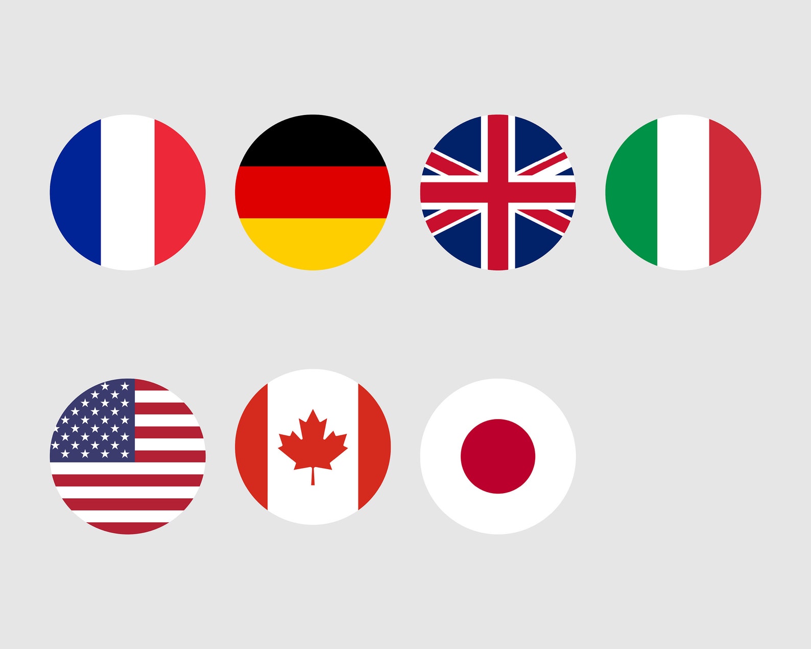 G7 Member Countries Round Flags SVG Bundle Set, G7 Country Circle Flag ...