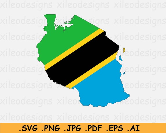 Tanzania Flag Map SVG Tanzanian Cricut Cut File Country | Etsy