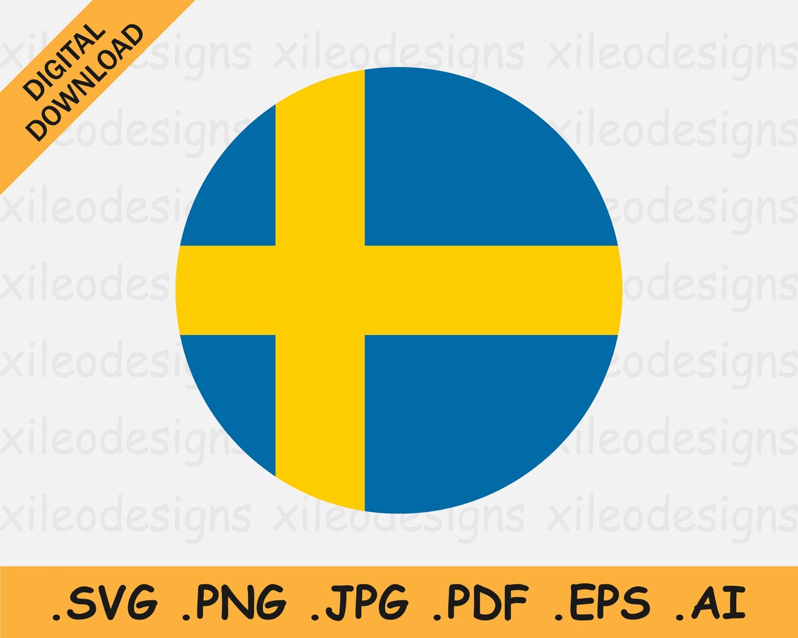 Sweden Round Flag SVG Swedish Circular Banner National - Etsy