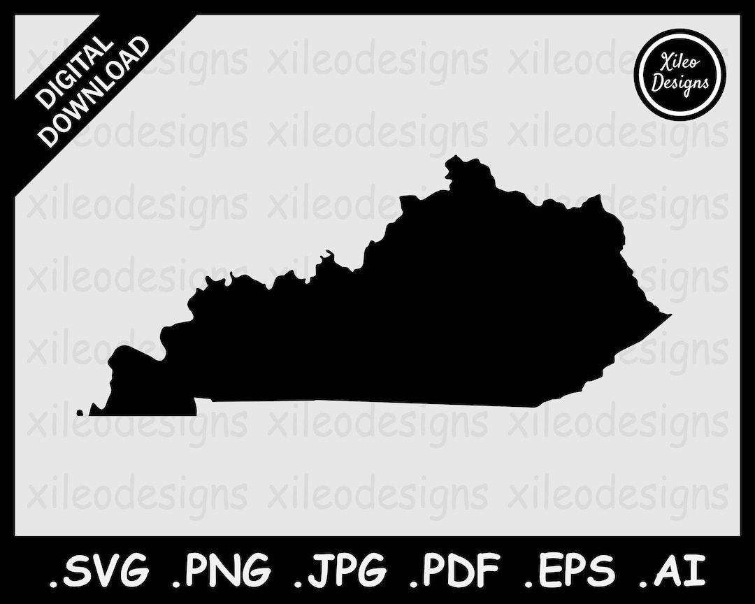 Kentucky Map SVG, KY USA State Boundary Border, Kentuckian United ...