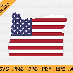 Oregon Map US Flag Svg - OR USA on American Flag, America State Banner ...