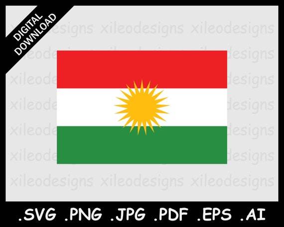 Kurdistan Region Flag SVG Kurd Kurdistani Banner Iraq Icon | Etsy