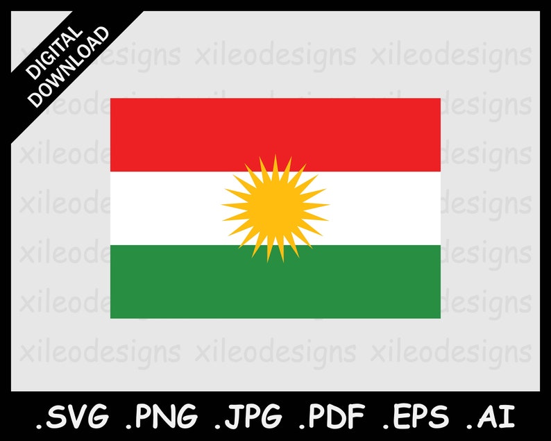 Kurdistan Region Flag SVG, Kurd Kurdistani Banner, Iraq Icon Sign ...