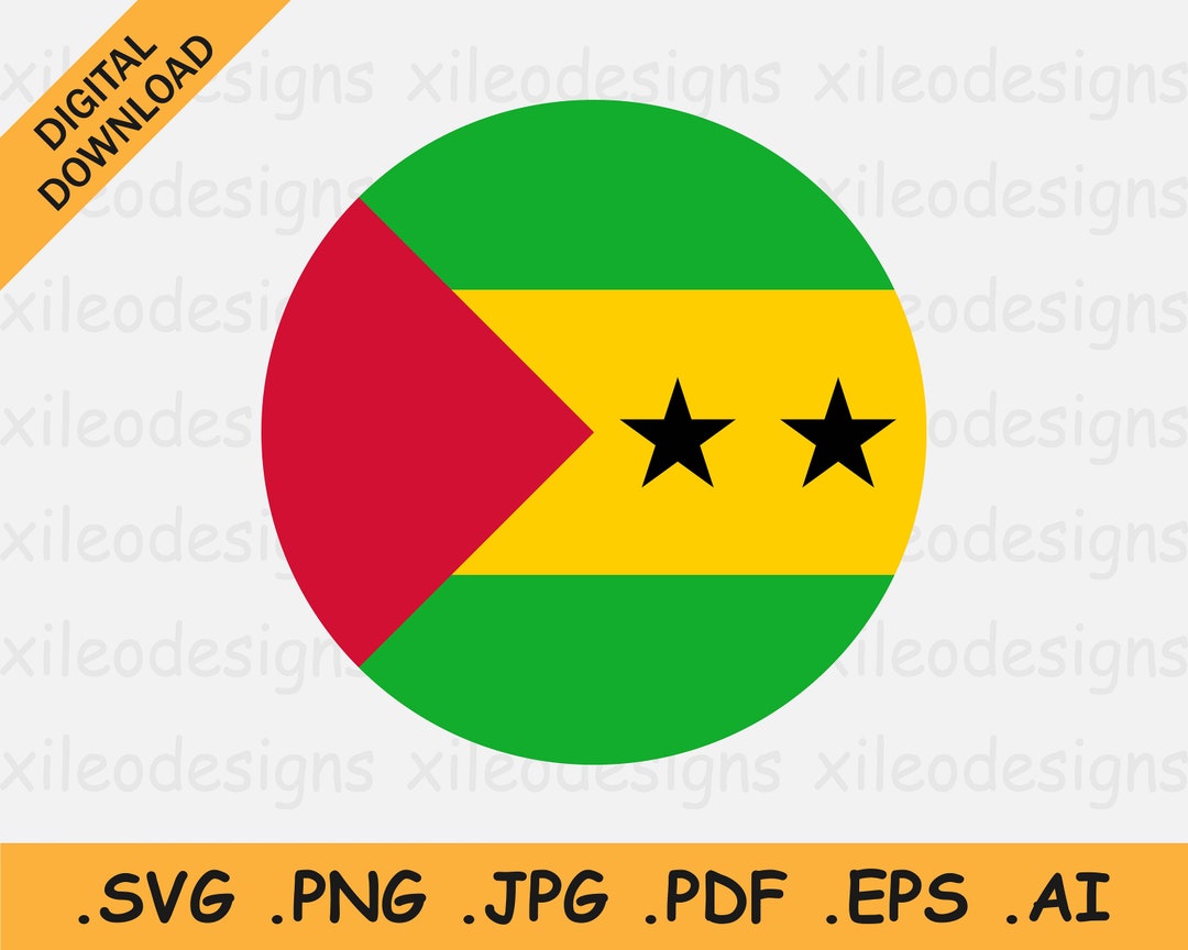 Sao Tome and Principe Round Flag SVG - National Circular Banner Circle ...