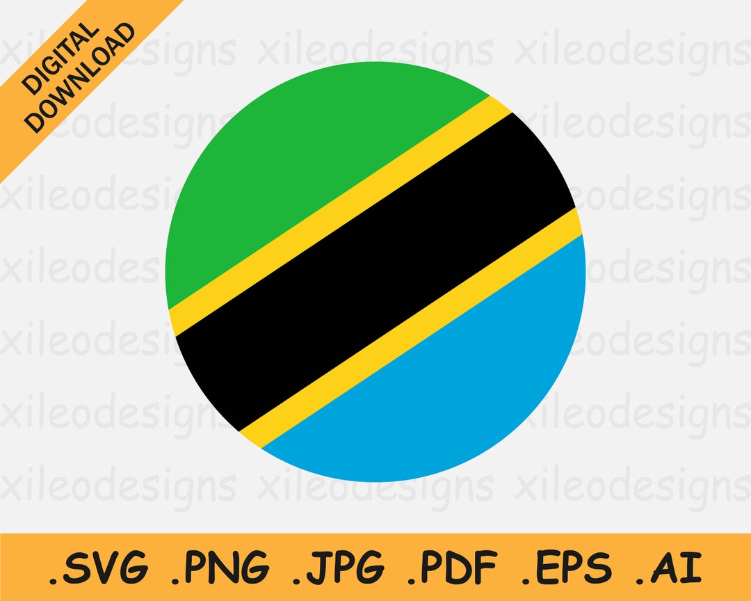 Tanzania Round Flag SVG, Tanzanian Circle Banner, National Circular ...