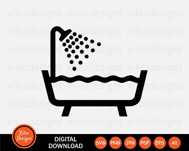 Bathtub Icon SVG Shower Bathroom Bath Tub Room Water Faucet Toilet ...