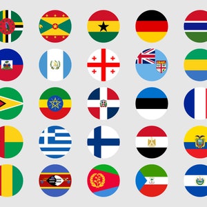 World Countries Round Flags SVG Bundle Set - Global Country Circle Flag ...