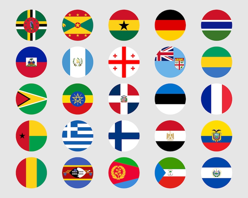World Countries Round Flags SVG Bundle Set Global Country - Etsy