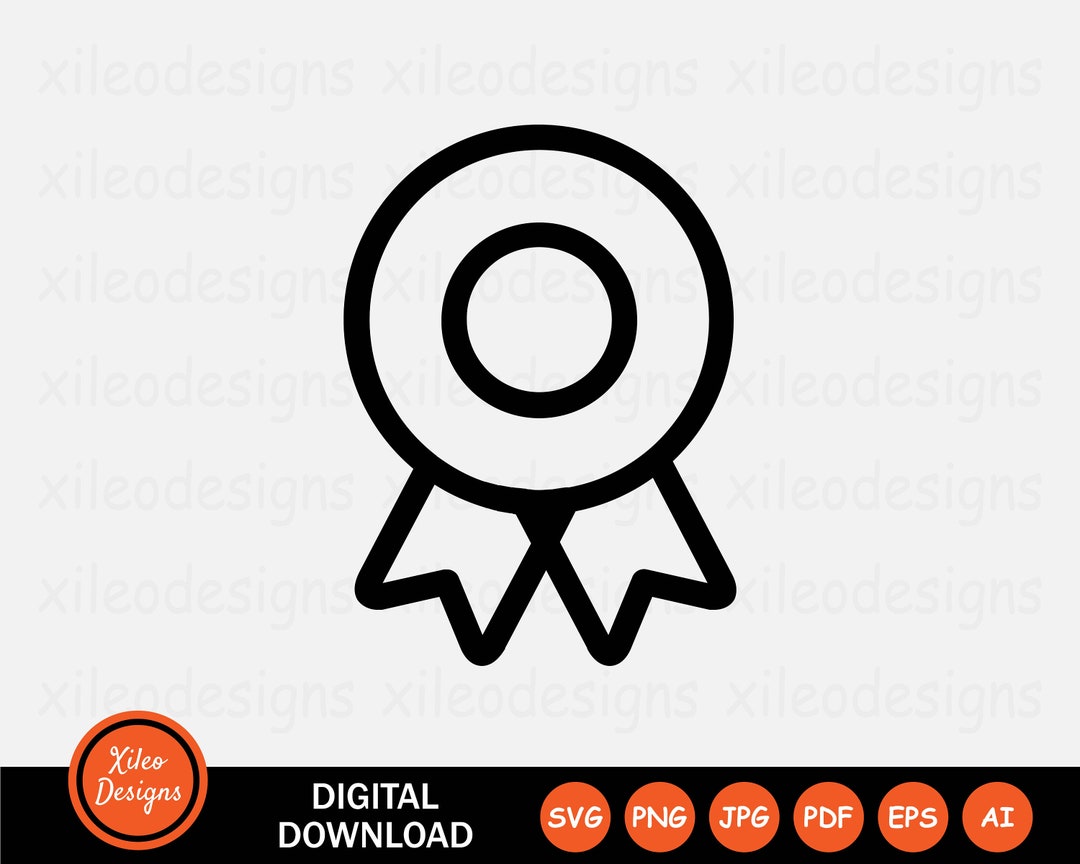 Award Line Icon SVG Badge Ribbon Achievement Success Win Winner Reward ...