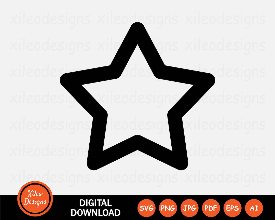 Star Line Icon SVG Five Point Favorite Rating Rate Like Digital ...