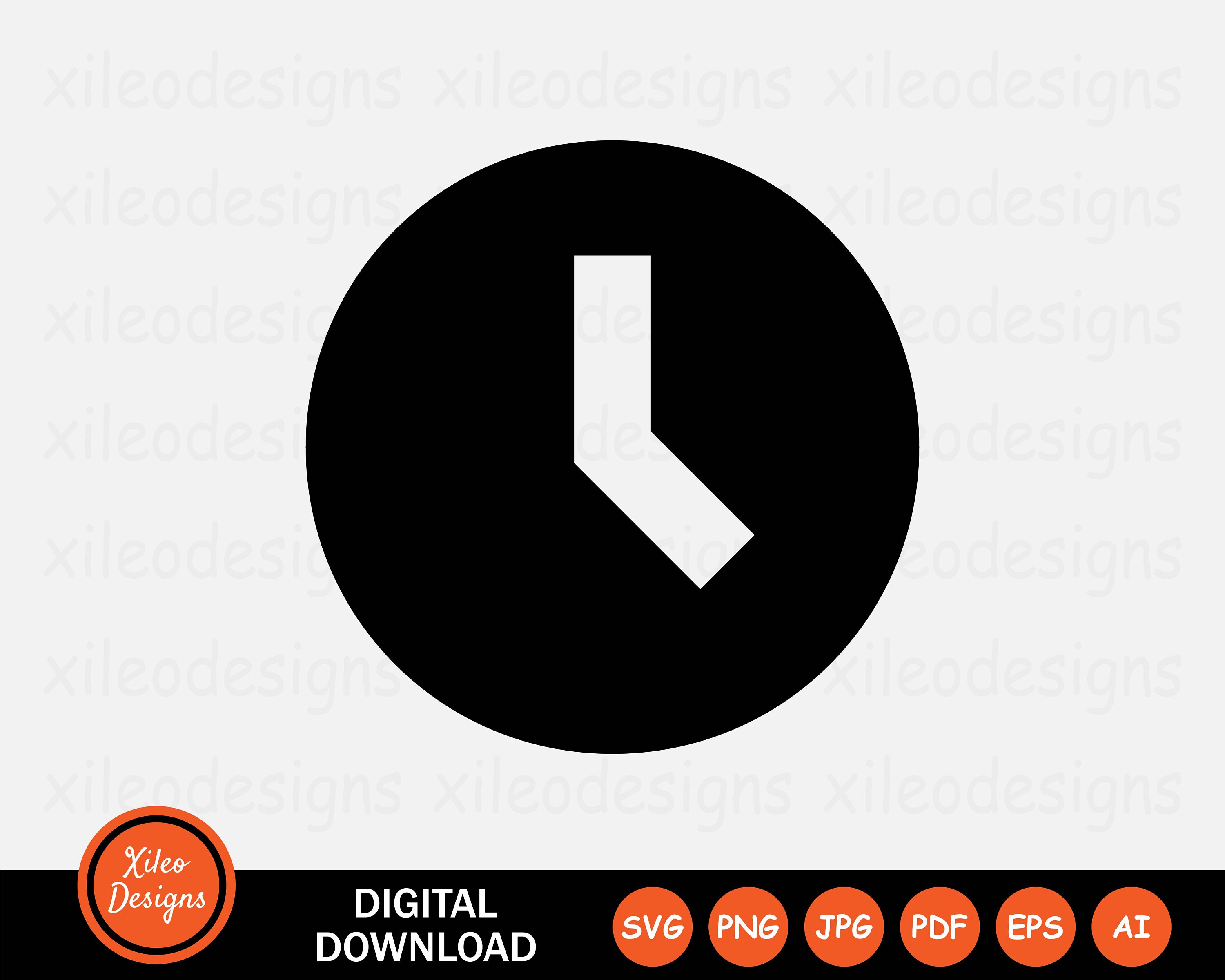 Round Clock Icon SVG Analogue Wall Time Timer Deadline Alarm Stopwatch ...