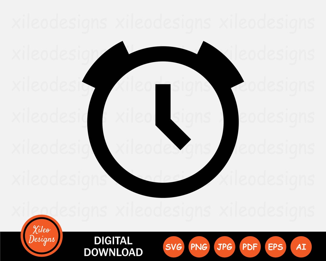 Alarm Clock Icon SVG - Time Timer Stopwatch Watch Reminder Alert Flat ...