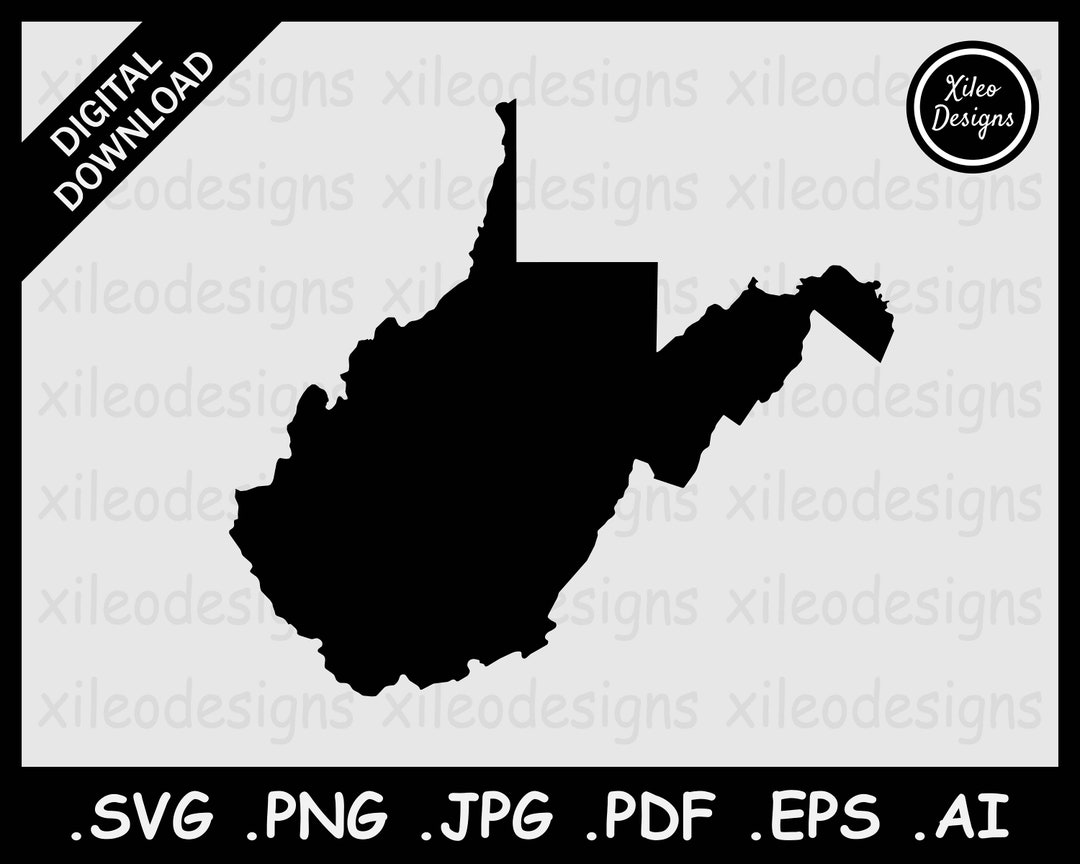 West Virginia Map SVG, WV USA State Boundary Border Map, United States ...