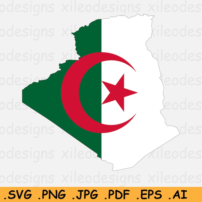 Algeria Map Flag - Etsy