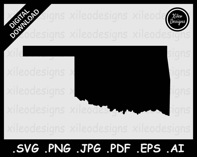 Oklahoma Map SVG OK USA State Boundary Border Oklahoman - Etsy
